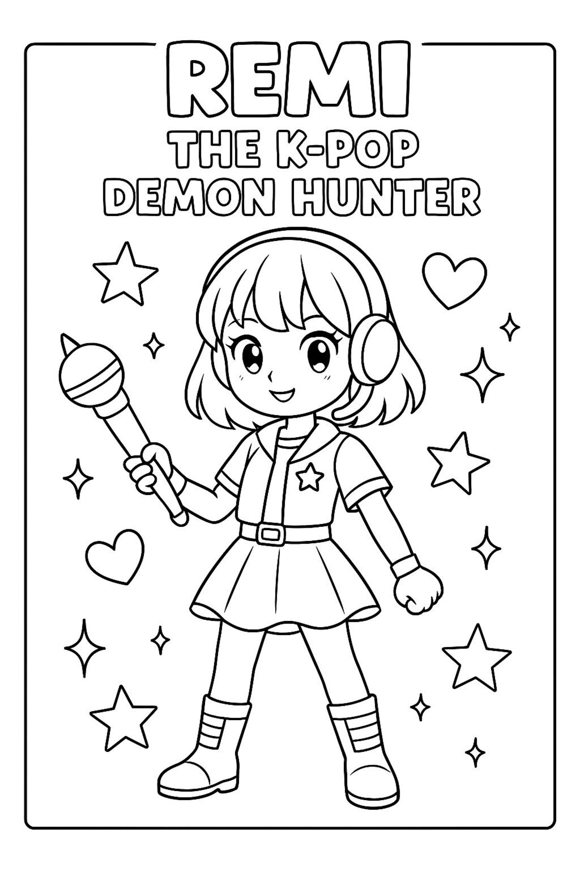 Personalized K-pop Demon Hunter Coloring Pages | Custom Name Anime ...