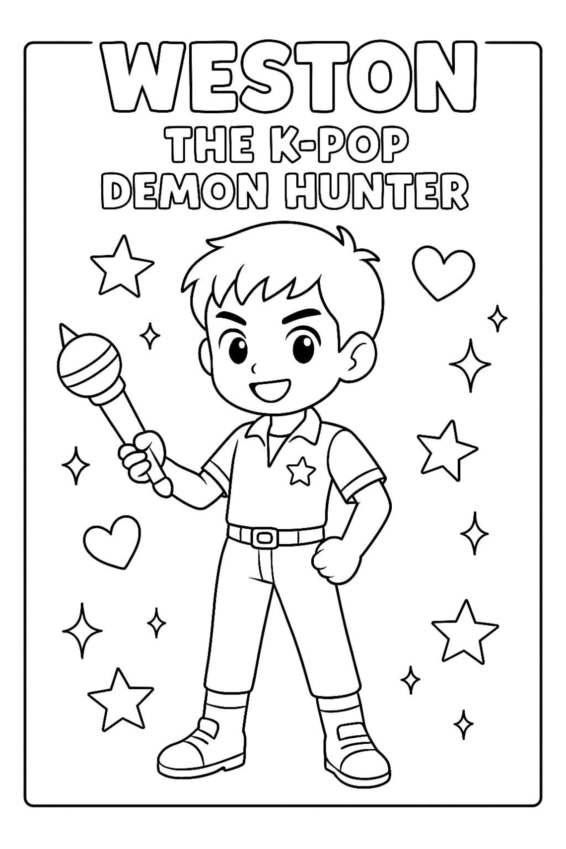 Personalized K-pop Demon Hunter Coloring Pages | Custom Name Anime ...