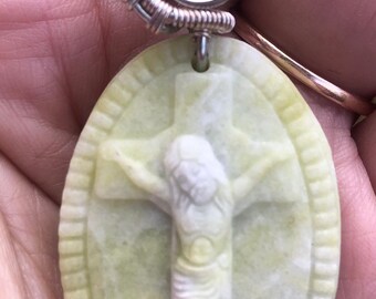 Crucifix Jade Pendant - Etsy