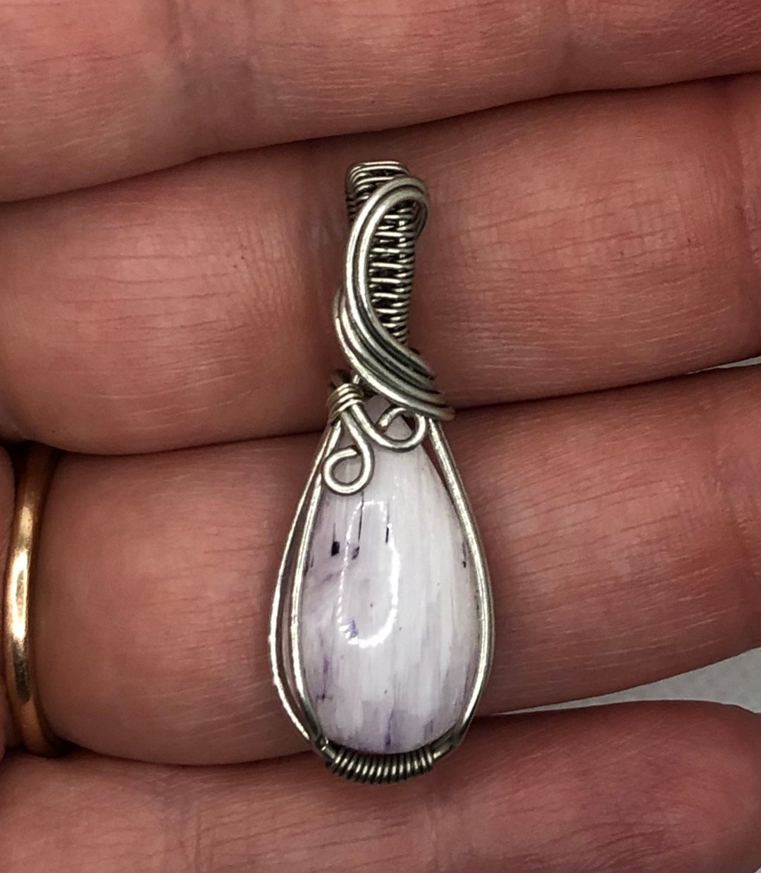 Wire Wrapped Purple Selenite Pendant Necklace Handmade & Ooak - Etsy