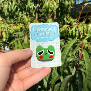 Cute Handmade Clay Pins | Polymer Clay Pins | Cute Cat & Frog Clay Pins ...