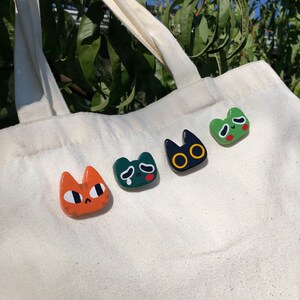 Cute Handmade Clay Pins | Polymer Clay Pins | Cute Cat & Frog Clay Pins ...