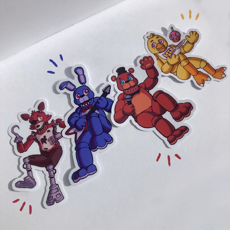 Fnaf 1 Sticker Pack | Freddy Bonnie Chica Foxy | Five Nights at Freddy ...