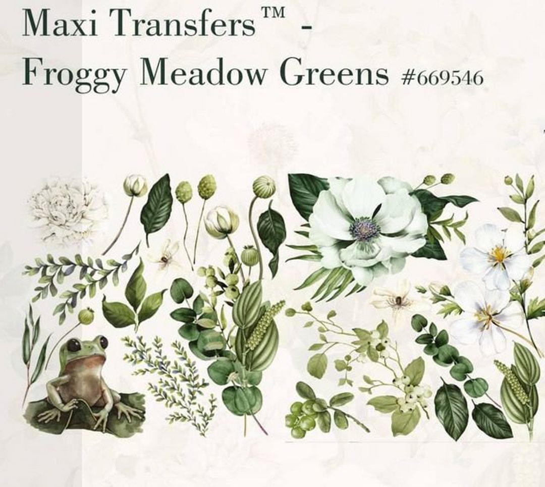 Maxi Froggy Meadow Greens Greens Rub on Transfers for Furniture ...