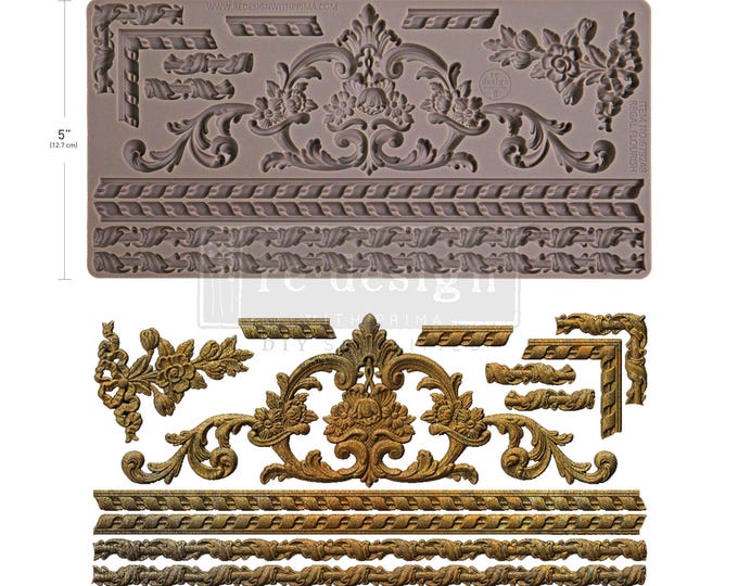 Regal Flourish Silicone Mould – Ornate Borders, Floral Scrolls & Trim ...