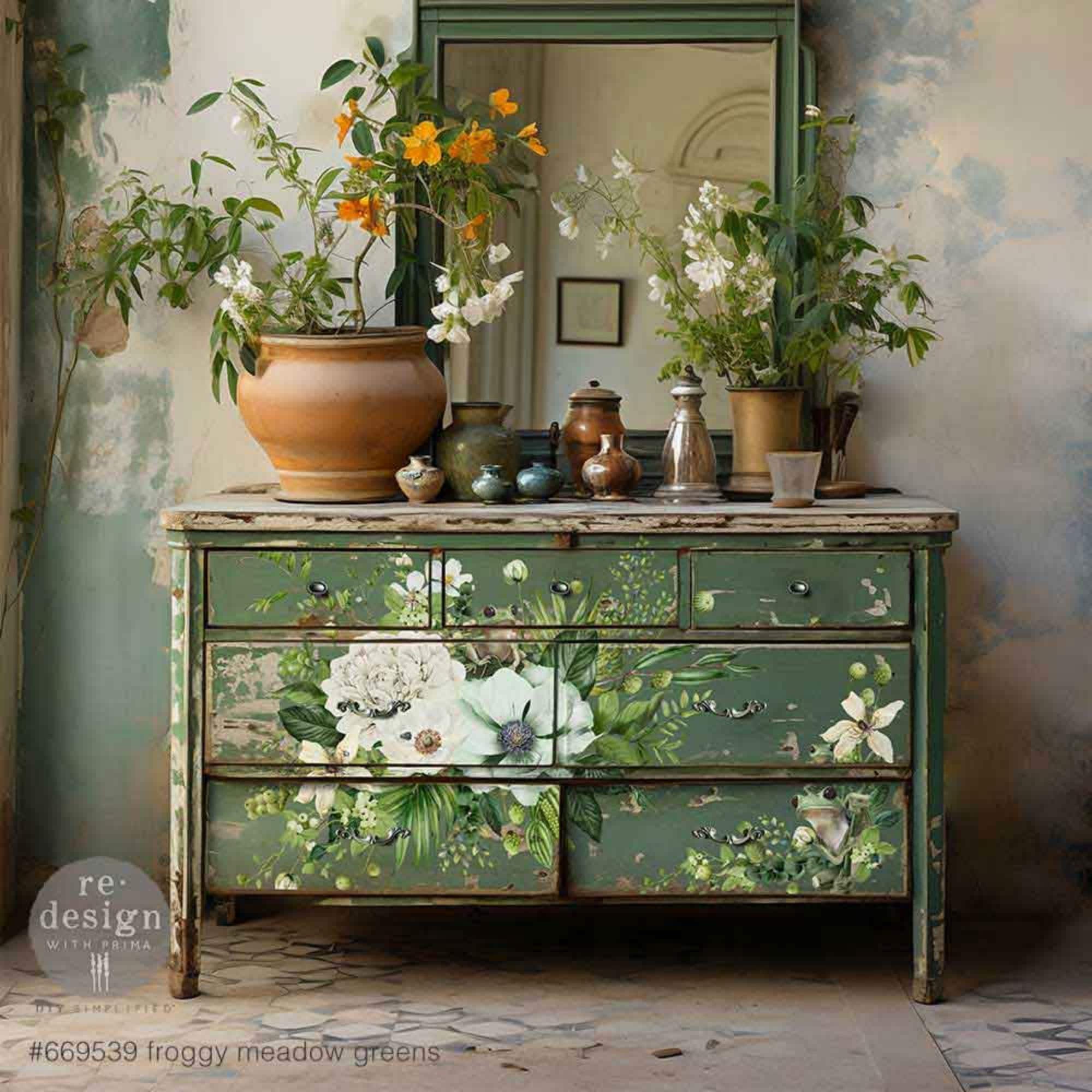 Froggy Meadow Greens Rub on Transfers for Furniture, Redesign With ...