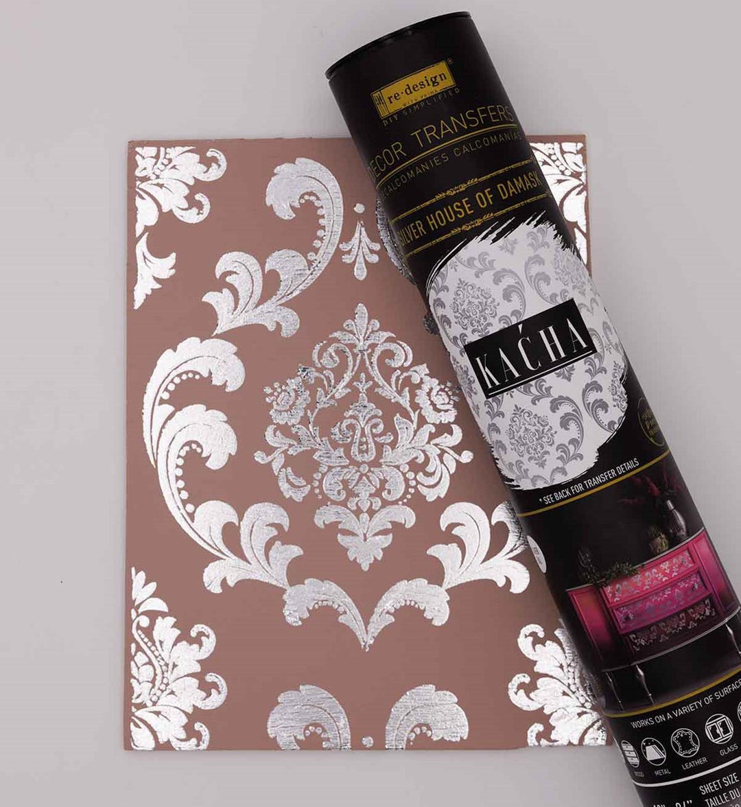 Silver Foil Kacha – House of Damask, Rub on Transfers for Furniture ...