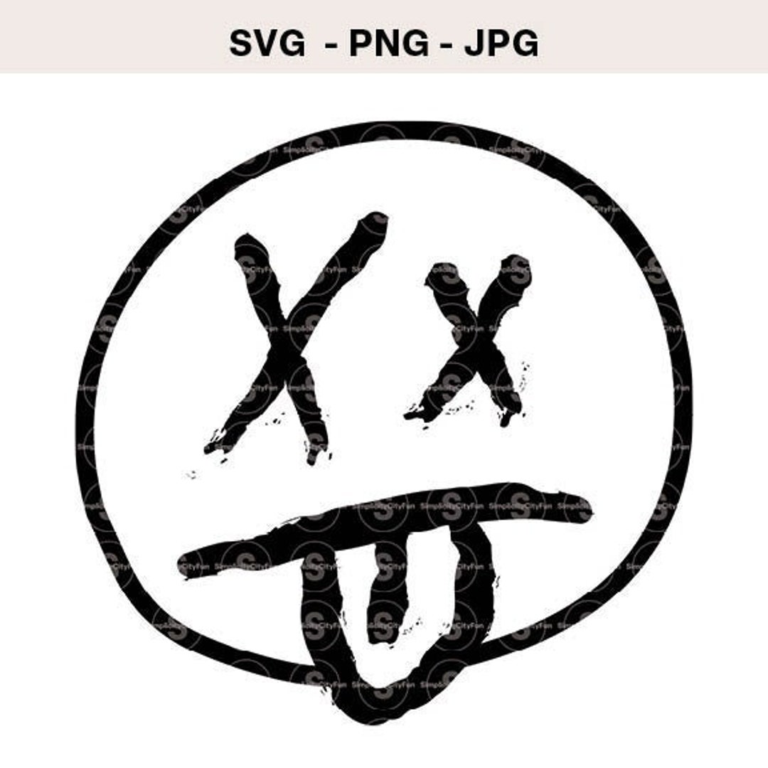 Smiley Face With X Eyes and Tongue Out Black & White SVG PNG Jpg, Funny ...