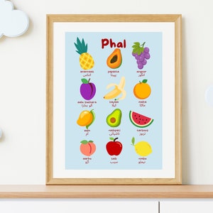 Printable Urdu Fruit Poster | Phal Urdu Language Print | Teaching Urdu ...