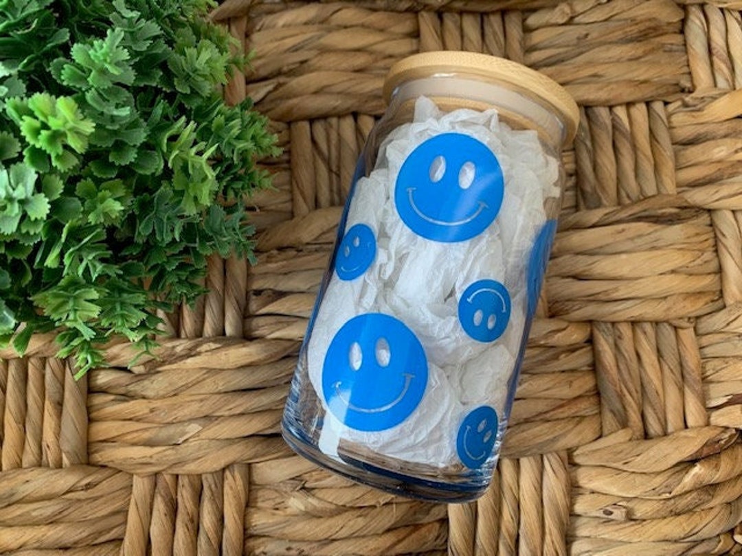 Smiley Face Glass Cup, Happy Face Beer Can Glass, Be Happy Glass Cup ...