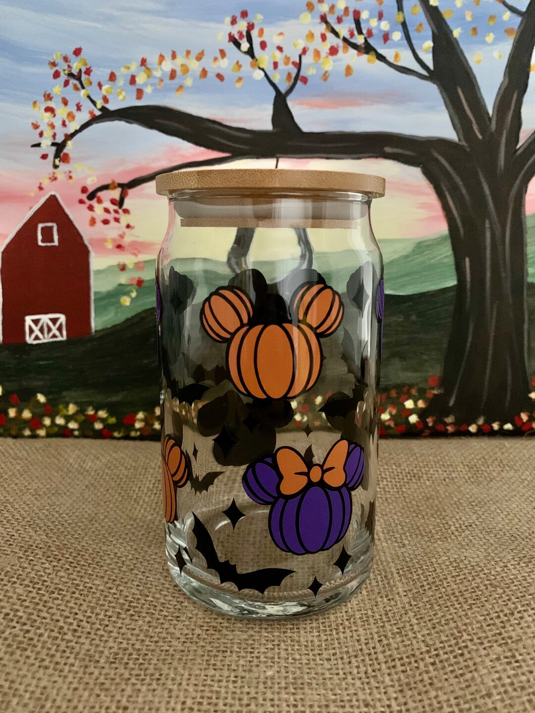 Mickey Pumpkin Ears Glass Cup - Etsy