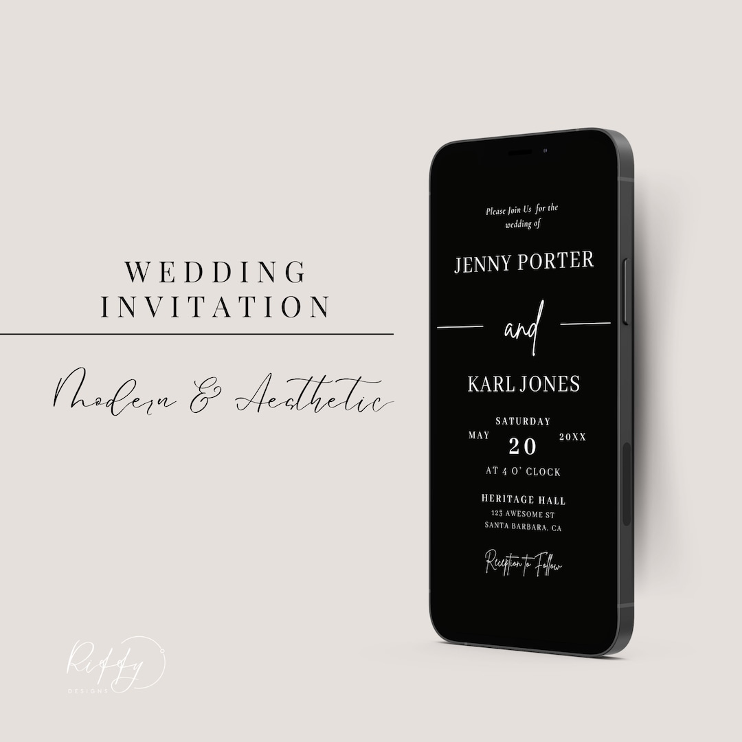 Digital Wedding Invitation Card, Modern Wedding Invitation, Electronic ...