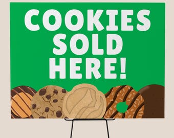 Scout Cookies Sold Here Sign, Fundraiser Cookie Season Lawn Yard Sign ...