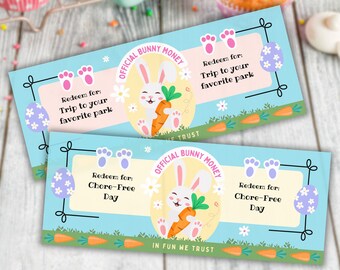Easter Bunny Bucks Printables, Easter Play Money, Easter Egg Filler ...