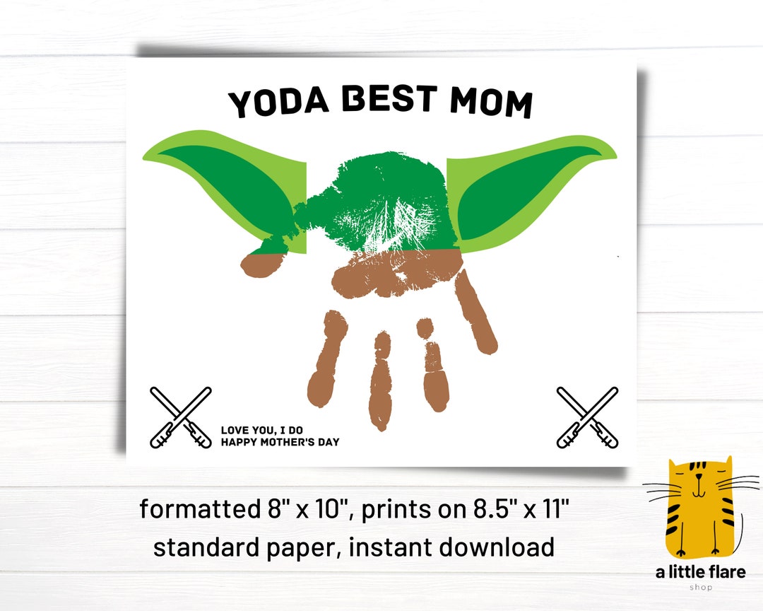 Mothers Day Handprint Art, Mothers Day Gift, Yoda Best Mom Handprint ...