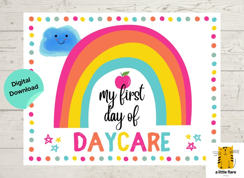 First Day of Daycare Sign Printable, Back to School Photo Prop (instant ...