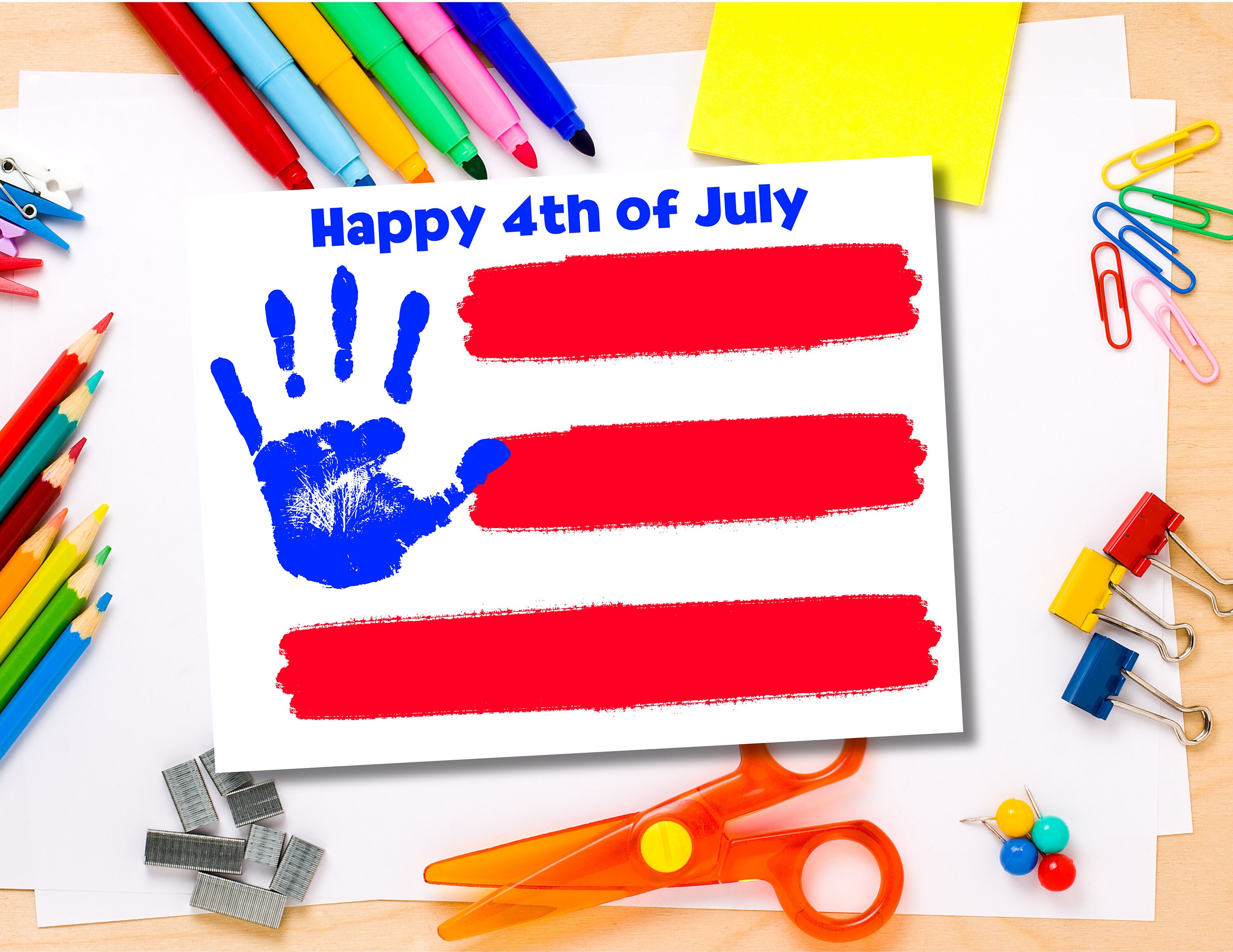 4th of July Handprint Craft, Happy 4th of July, American Flag Handprint ...