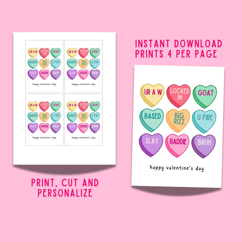 Valentines Day Card, Funny Classroom Valentines, Gen Alpha Kids Slang ...