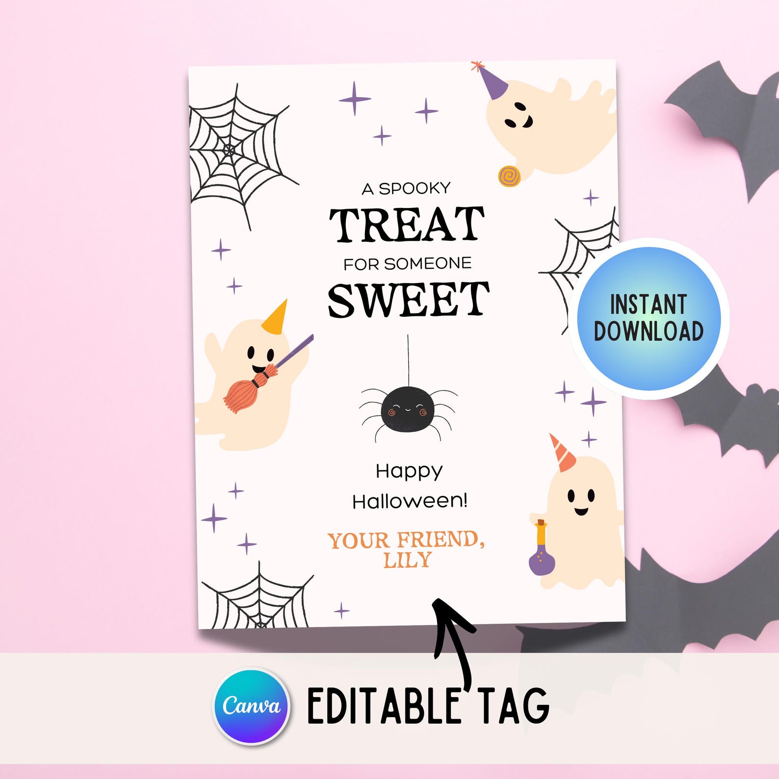 Editable Halloween Tags, Spooky Treat for Someone Sweet, Candy Gift ...