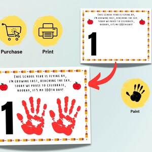 100 Days of School Handprint Art, Printable Handprint Craft Art Poem ...