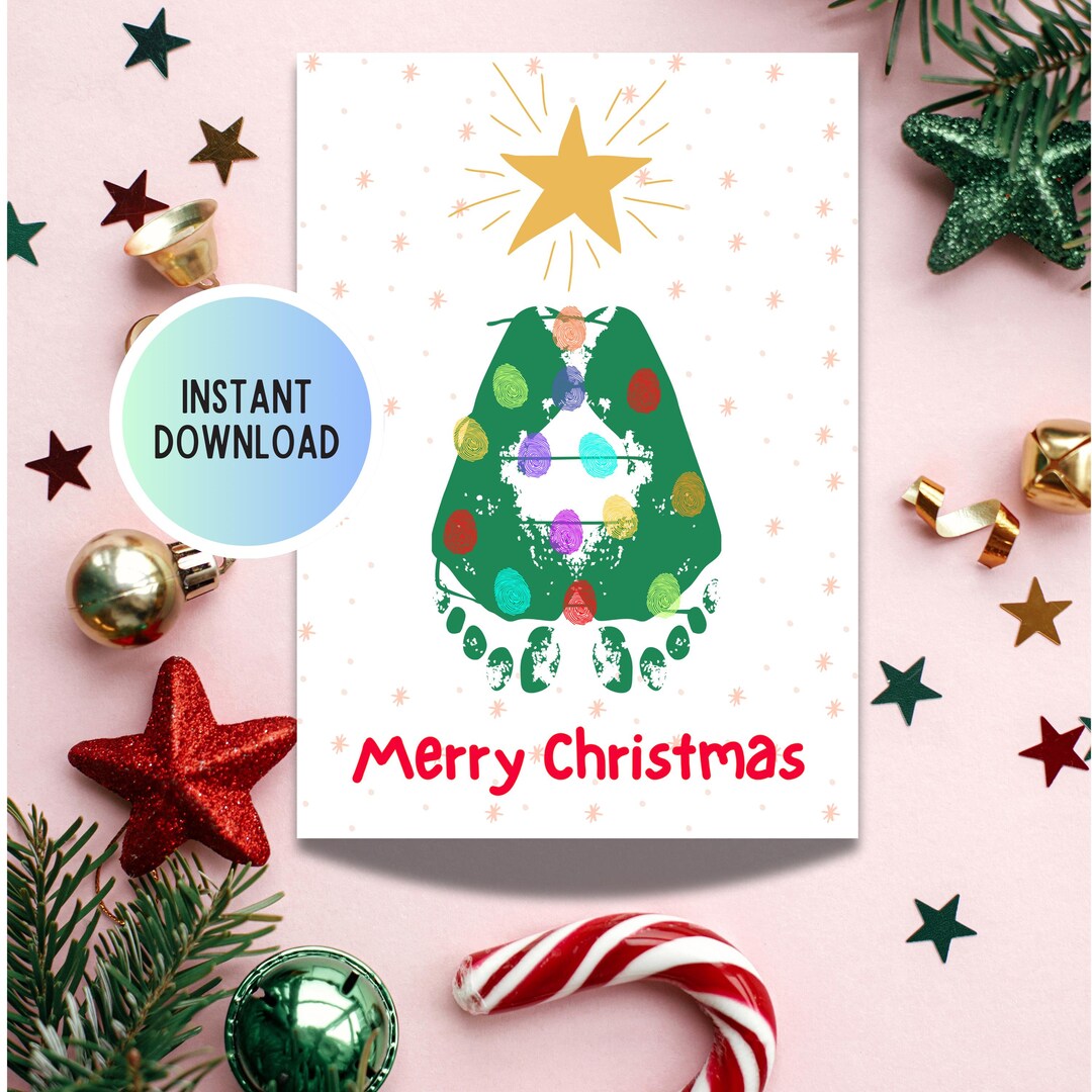 Handprint Christmas Card, Christmas Handprint Art, Christmas Lights ...