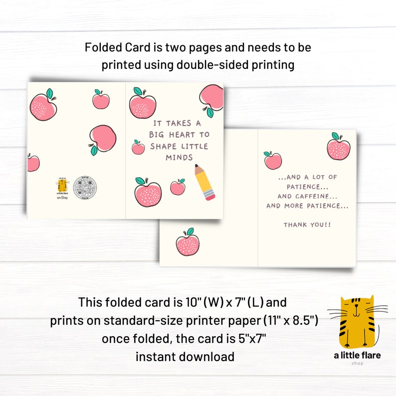 Teacher Thank You Card End of Year Card Printable - Etsy