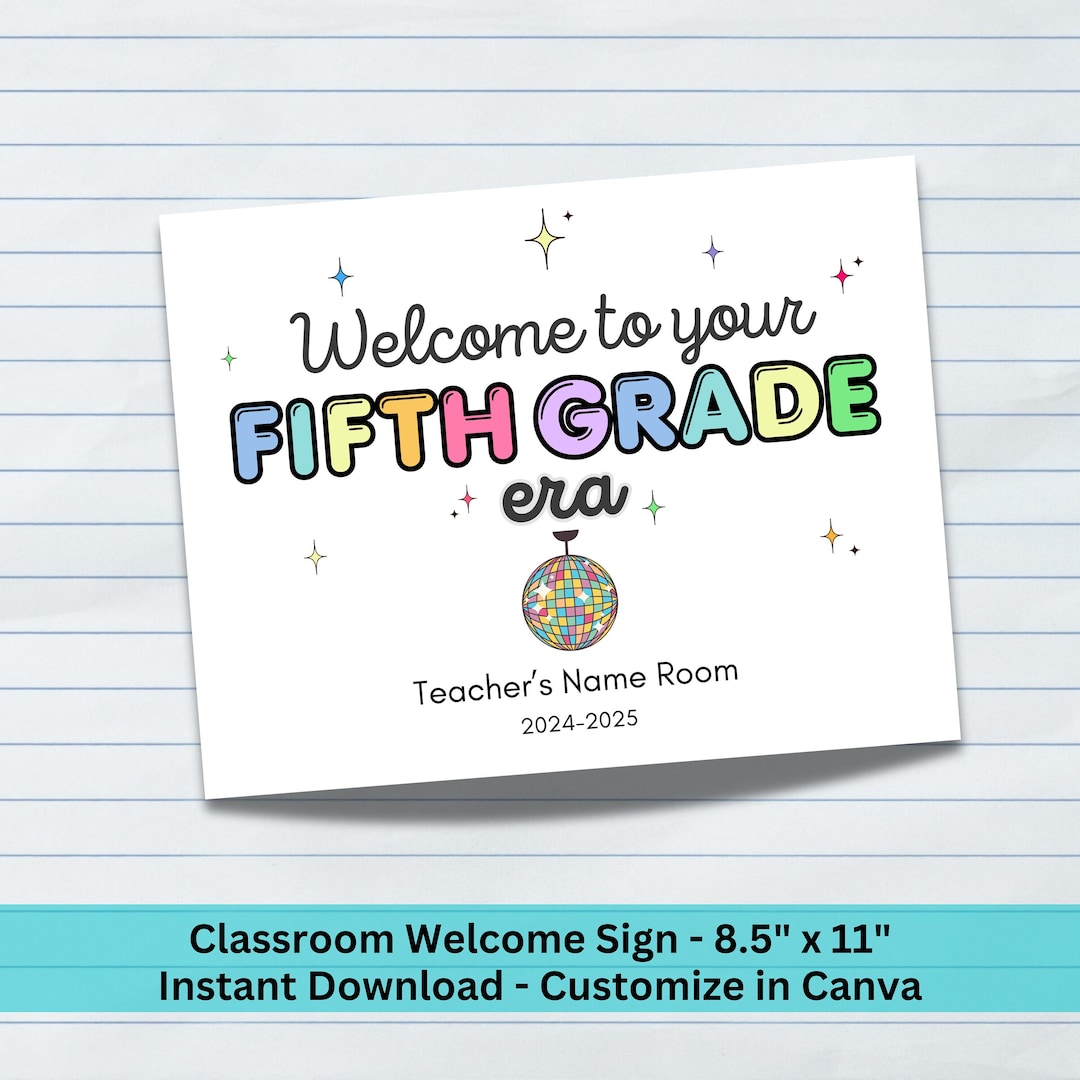 Welcome to My Classroom, in My Fifth Grade Era Teacher Sign, First Day ...