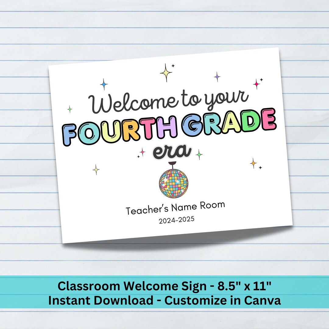 Welcome to My Classroom, in My Fourth Grade Era Teacher Sign, First Day ...