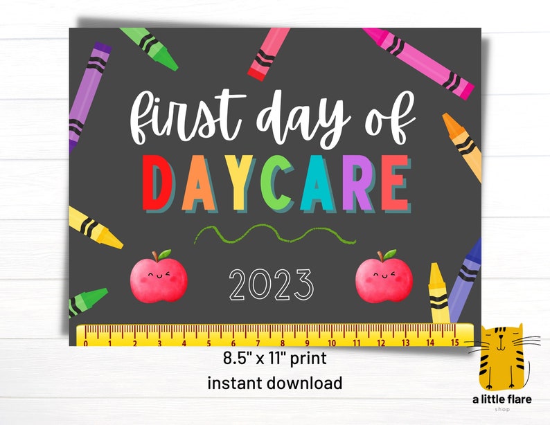 First Day of Daycare Sign, Printable Daycare Sign, First Day of School ...