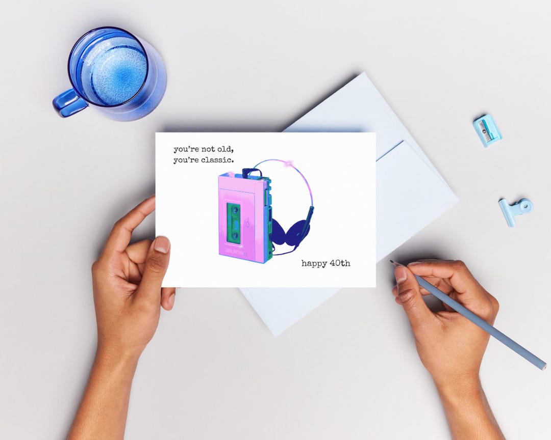 40th Birthday Card, Born in the 80s, 80s Kid, 90s Kids, 90s Throwback, Walkman, Cassette, 1985 ...