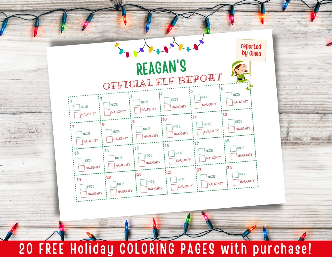 Elf Report Card Elf Official Report Custom Digital File - Etsy