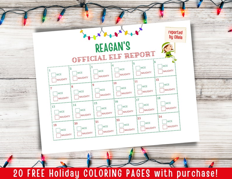 Elf Report Card Elf Official Report Custom Digital File - Etsy