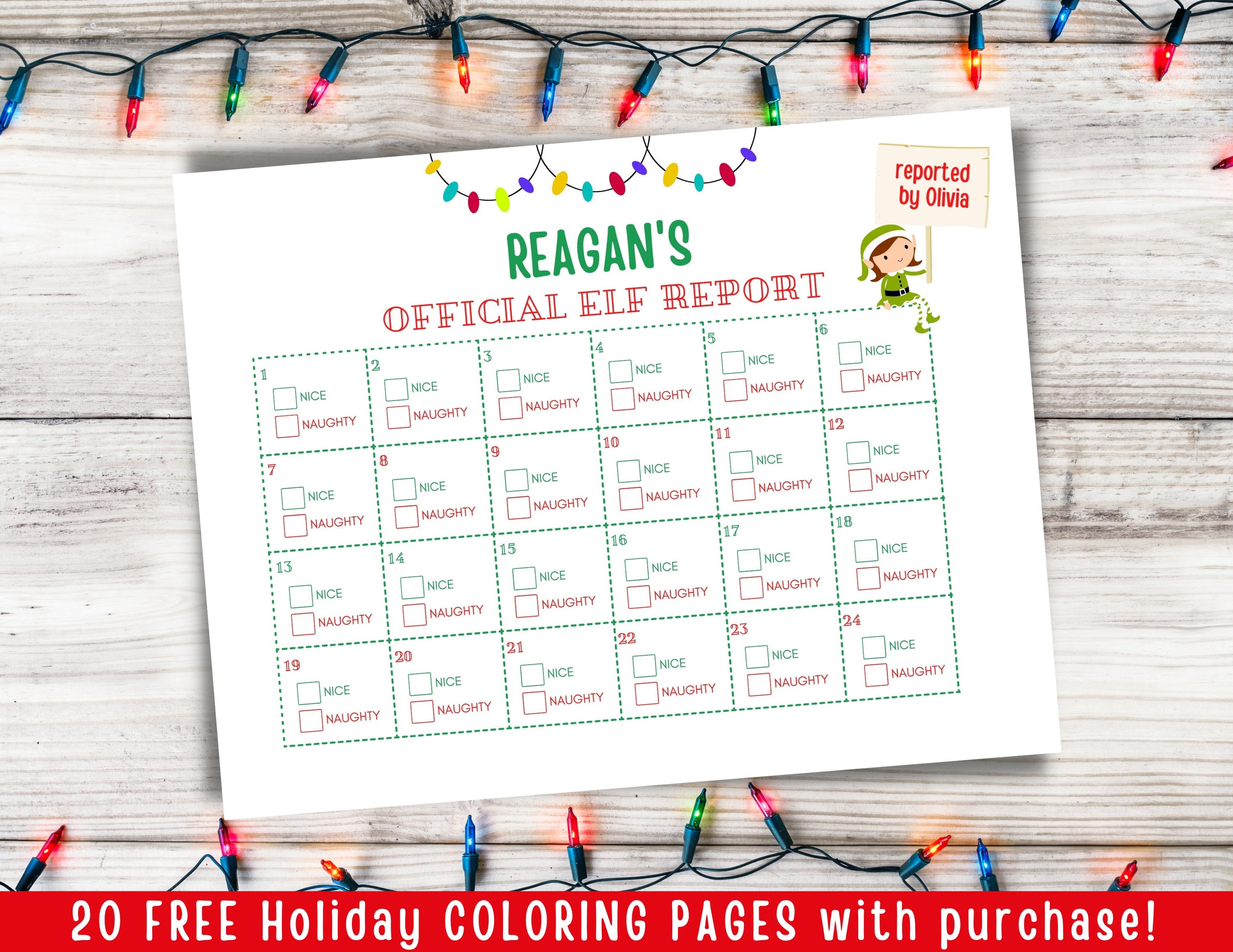 Elf Report Card Elf Official Report Custom Digital File - Etsy
