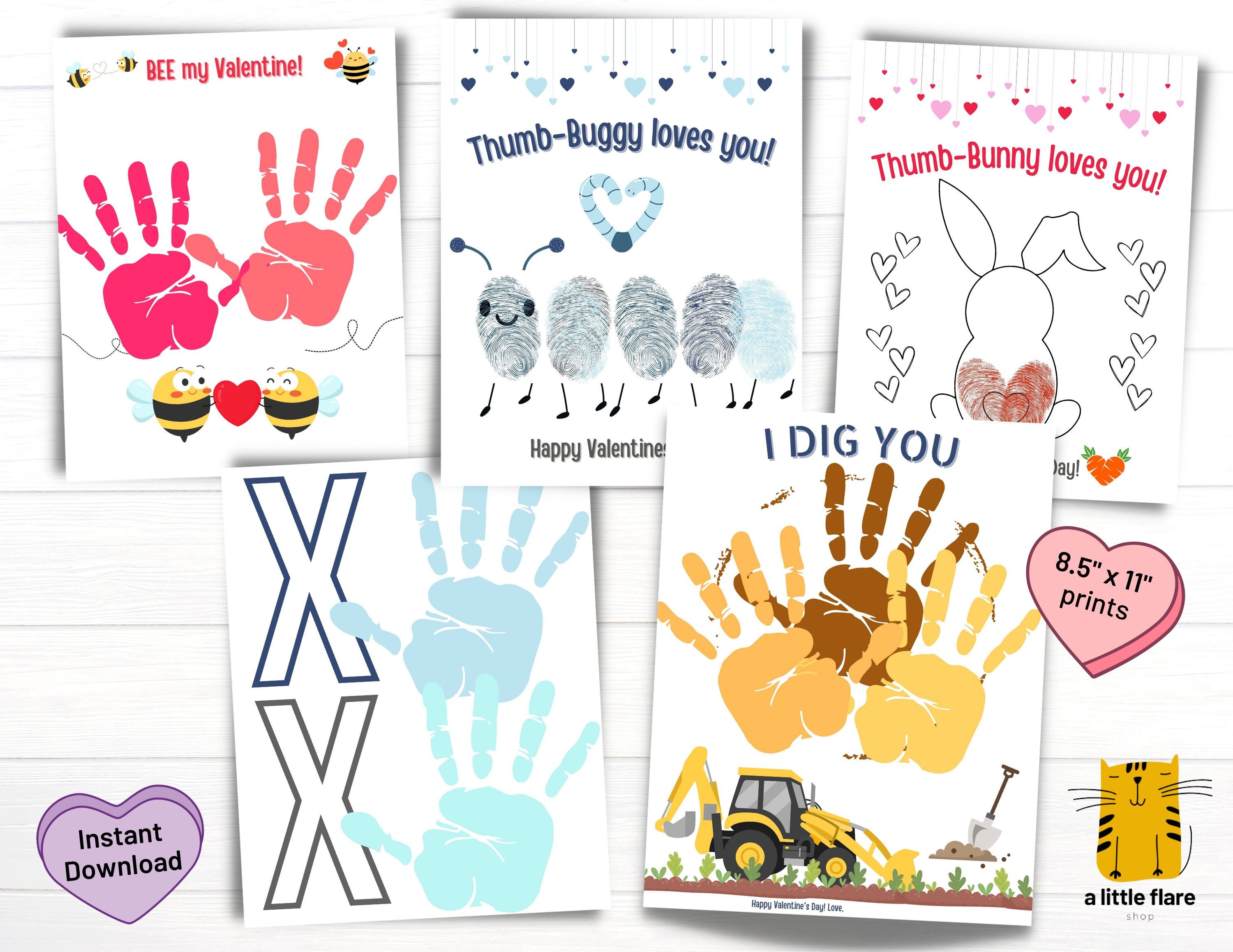 Valentine Handprint Art, Printable Valentine Handprint Craft ...