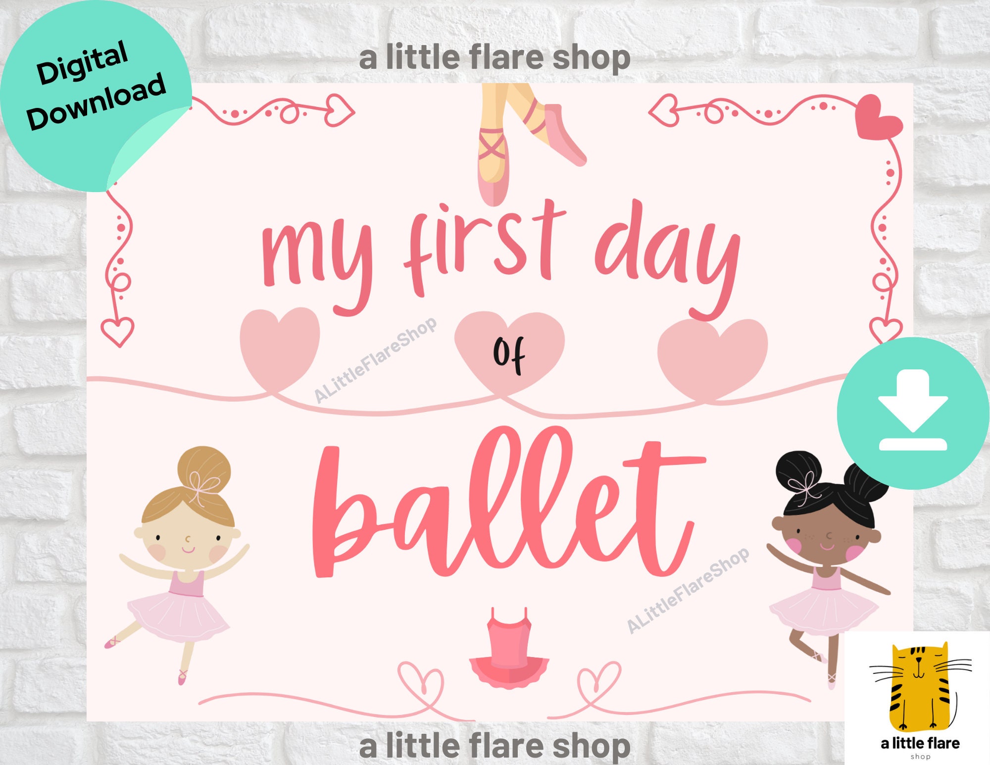 First Day of Ballet Sign & Coloring Page Bundle, First Day of Dance ...