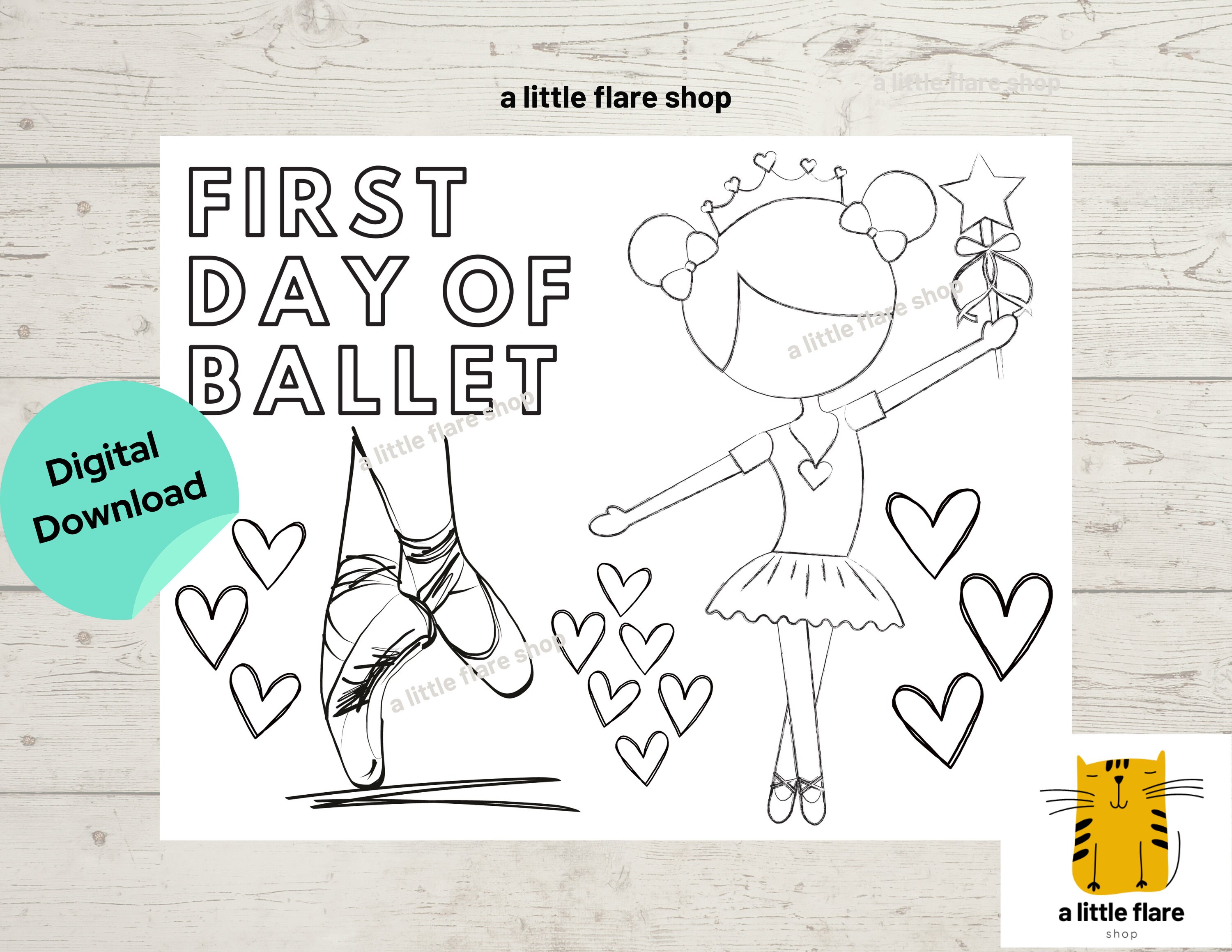 First Day of Ballet Sign & Coloring Page Bundle, First Day of Dance ...
