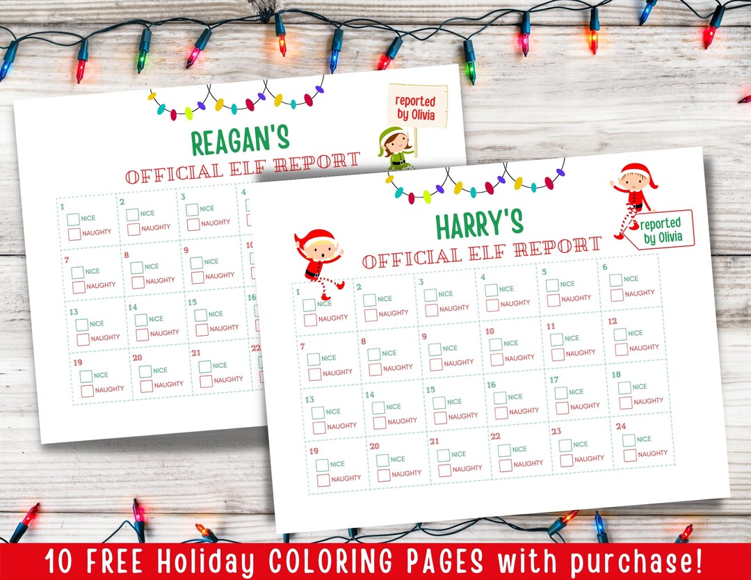 Elf Report Card Elf Official Report Custom Digital File Elf - Etsy