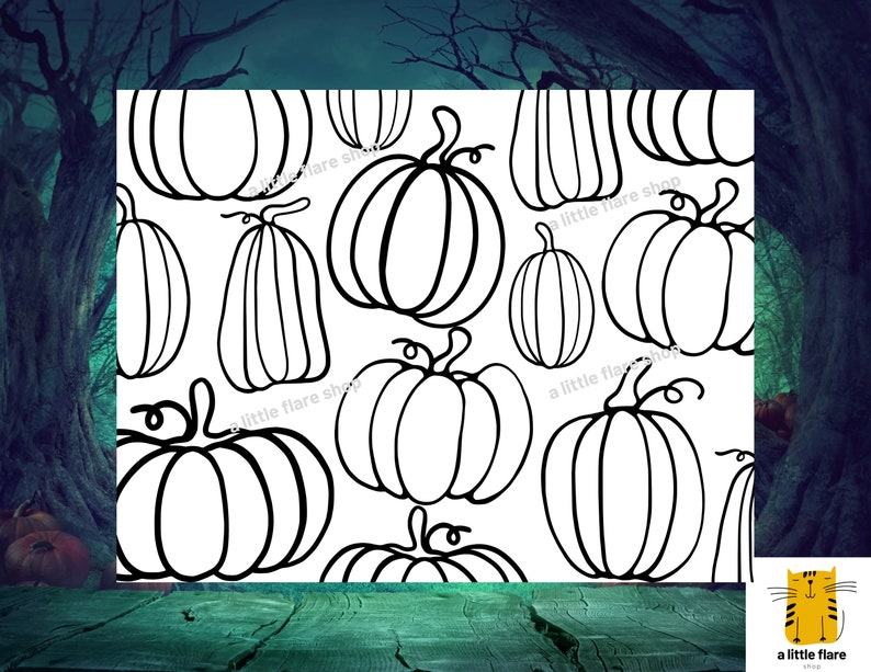Halloween Coloring, 7 Page Bundle, 1 Custom Page With Name, Spooky ...