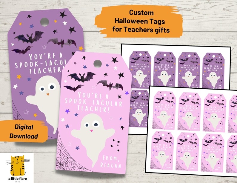 Halloween Teacher Gift Tags, Spooktacular Design (digital Download ...