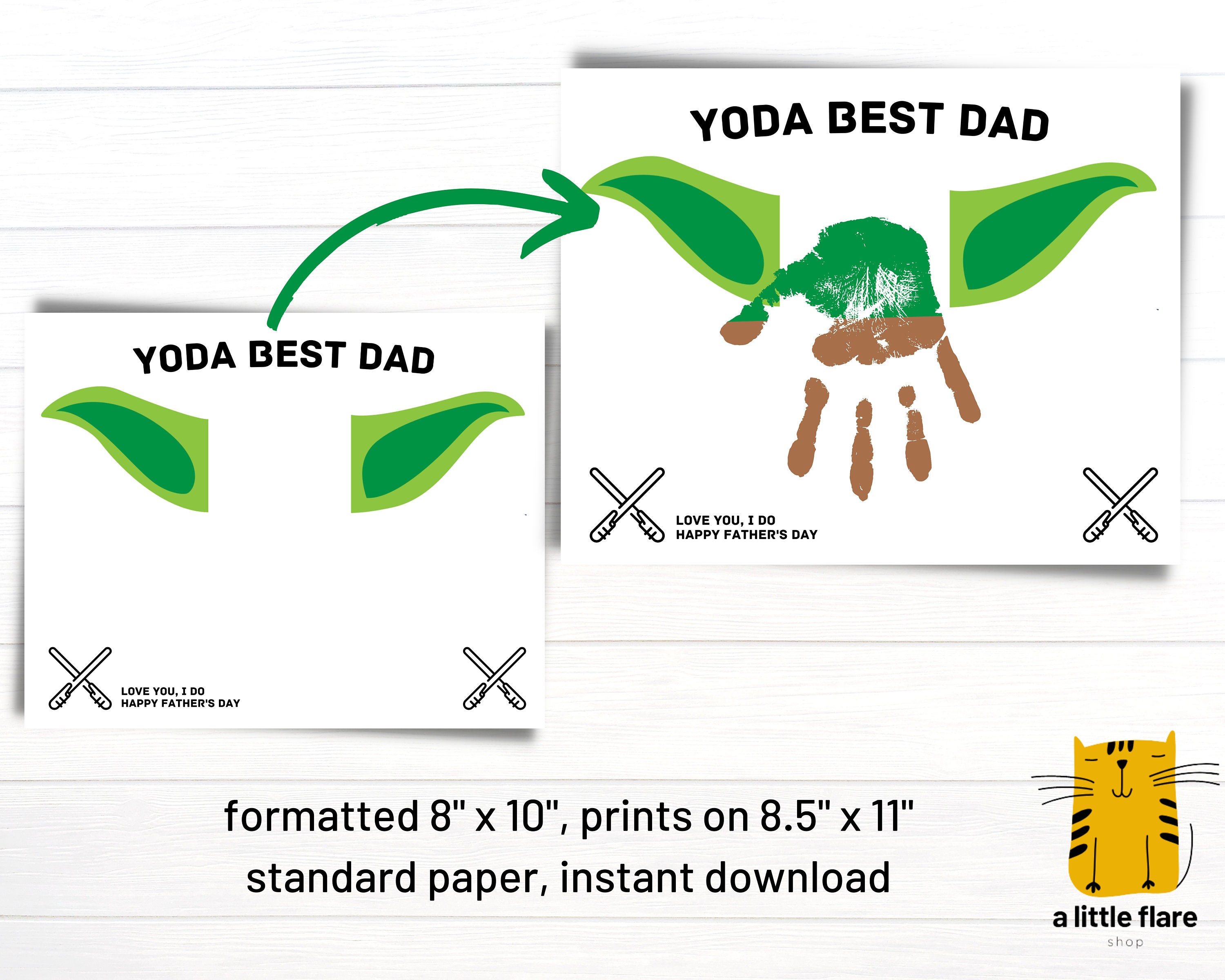 Fathers Day Handprint Craft, Yoda Best Dad, Dad Gift, Handprint Art ...