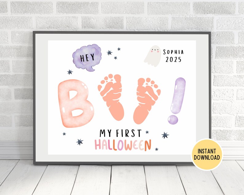 Halloween Handprint Craft, Baby's First Halloween, Newborn Footprint ...
