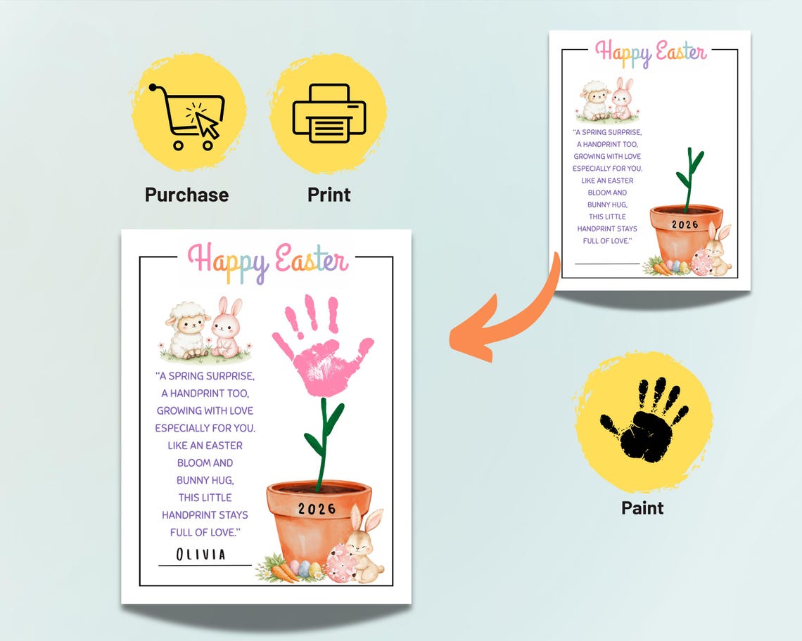 Easter Handprint Craft Printable, Easter Poem Kids Keepsake, Classroom ...