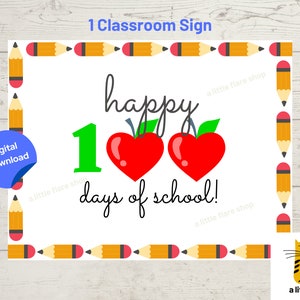 100 Days of School, Happy 100 Days, Printable Handprint Art, Teacher ...