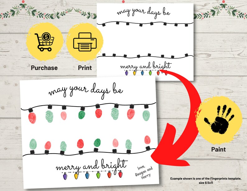 Christmas Handprint Craft, Merry and Bright Printable Holiday Keepsake ...