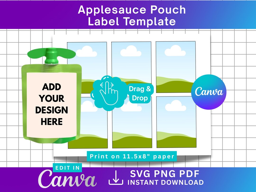 Applesauce Pouch Label Template, Birthday Party Favor, Classroom ...