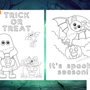 Halloween Coloring, 7 Page Bundle, 1 Custom Page With Name, Spooky ...