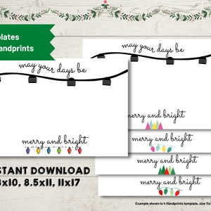 Christmas Handprint Craft, Merry and Bright Printable Holiday Keepsake ...