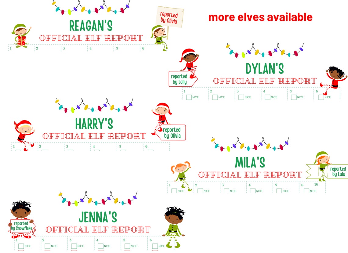 Elf Report Card Elf Official Report Custom Digital File - Etsy