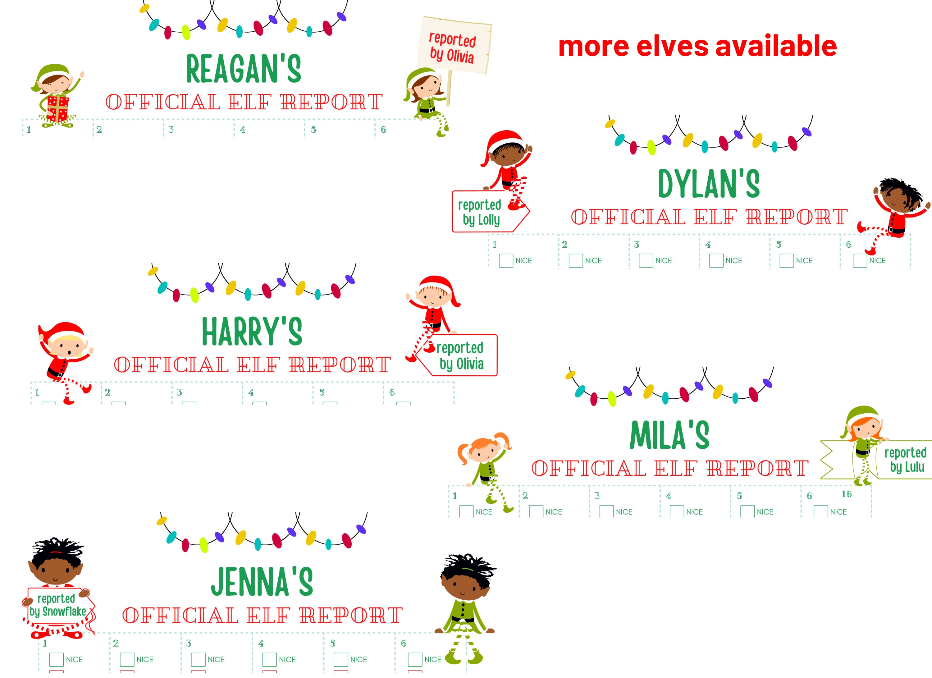 Elf Report Card Elf Official Report Custom Digital File - Etsy
