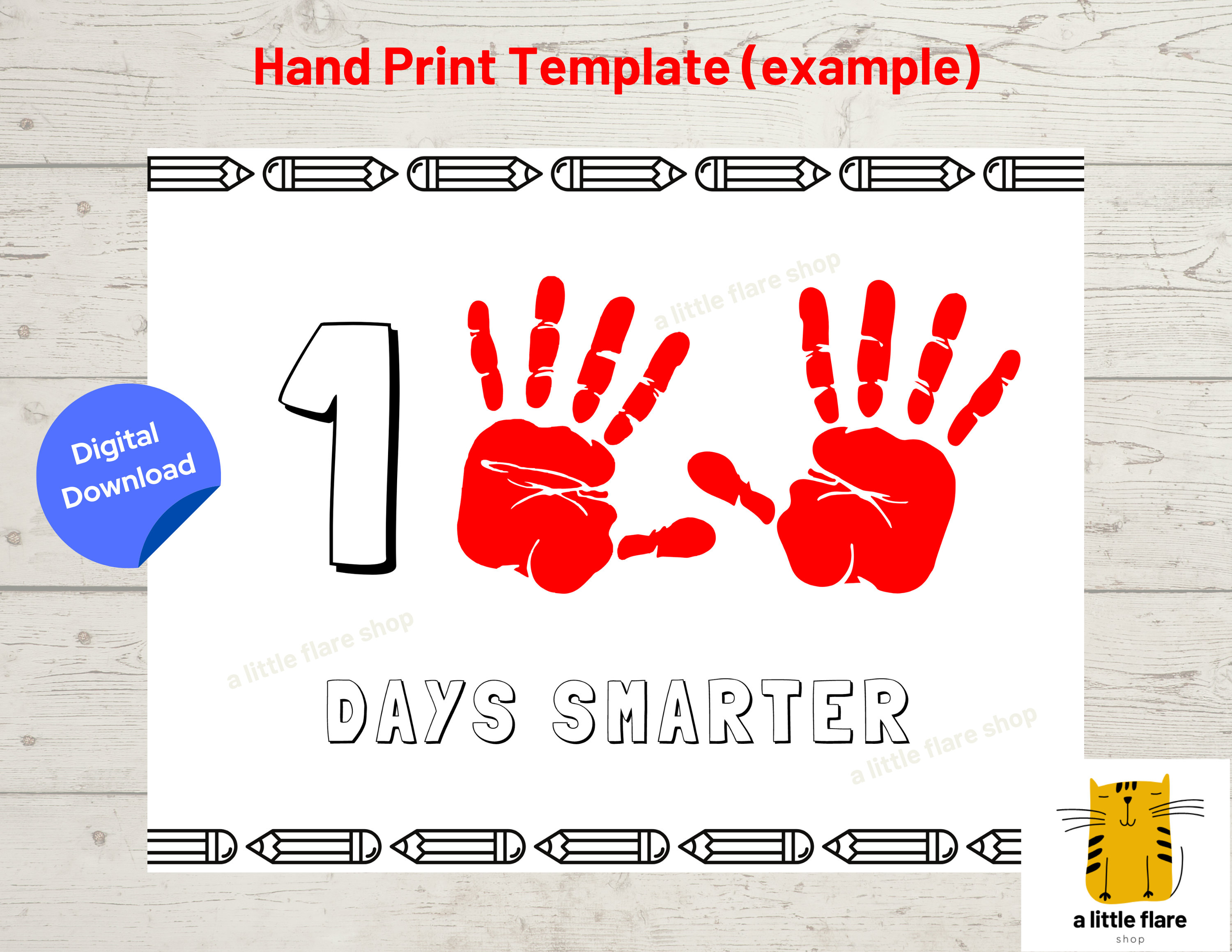 100 Days of School, Happy 100 Days, Printable Handprint Art, Teacher ...